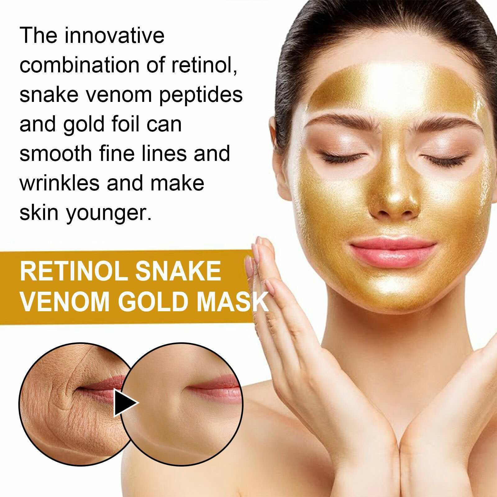 Retinol Snake Venom Gold Mask, Retinol Snake Venom Peptide Gold Mask, Rejuvenating Gold Peel Off Mask, Huasurv Gold Mask Huasurv Venom Gold Mask, Deeply Cleans Moisturizing Skin Care