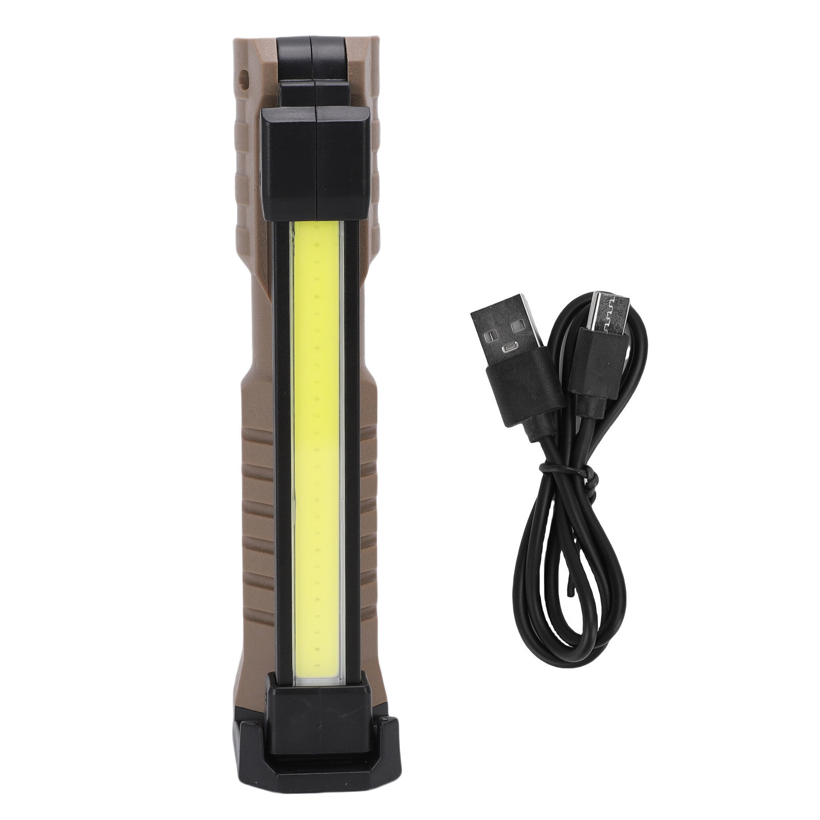 Магнитный Светодиодный Рабочий Фонарь с Выдвижным Крючком Многофункциональный Вращающийся на 360 Градусов Перезаряжаемый Механический Фонарик для Аварийного Ремонта Автомобиля Цвета Хаки