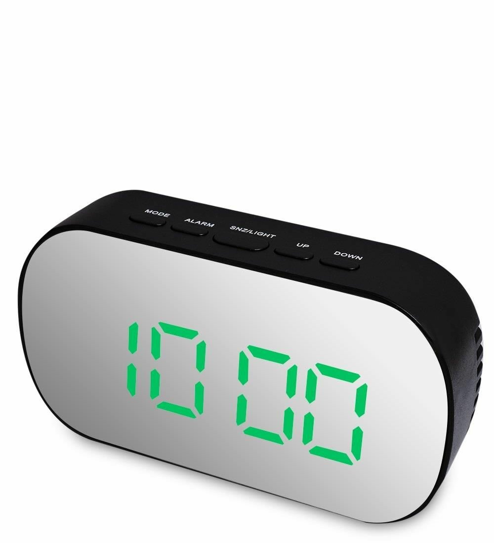 Часы электронные зеркальные (черный с зелёным циферблатом) A2161826 разностор