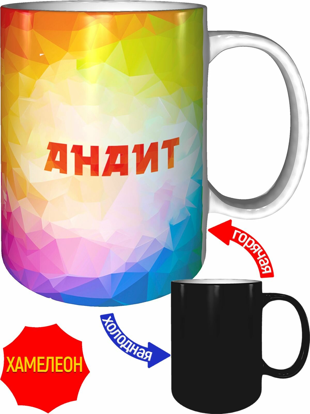 Кружка именная Анаит - хамелеон, керамическая, объем 330 мл.