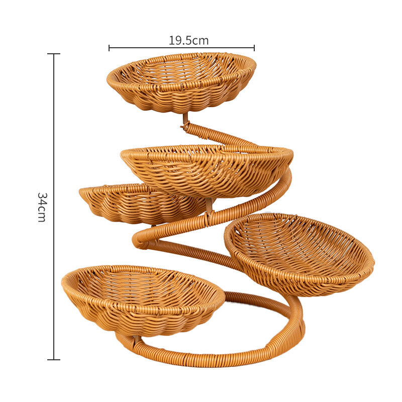 Многослойная фруктовая корзина ручной работы для ресторана и дома, трехслойная имитация ротанга, корзина для сухофруктов, закусок, ротанговая тарелка, десертная корзина