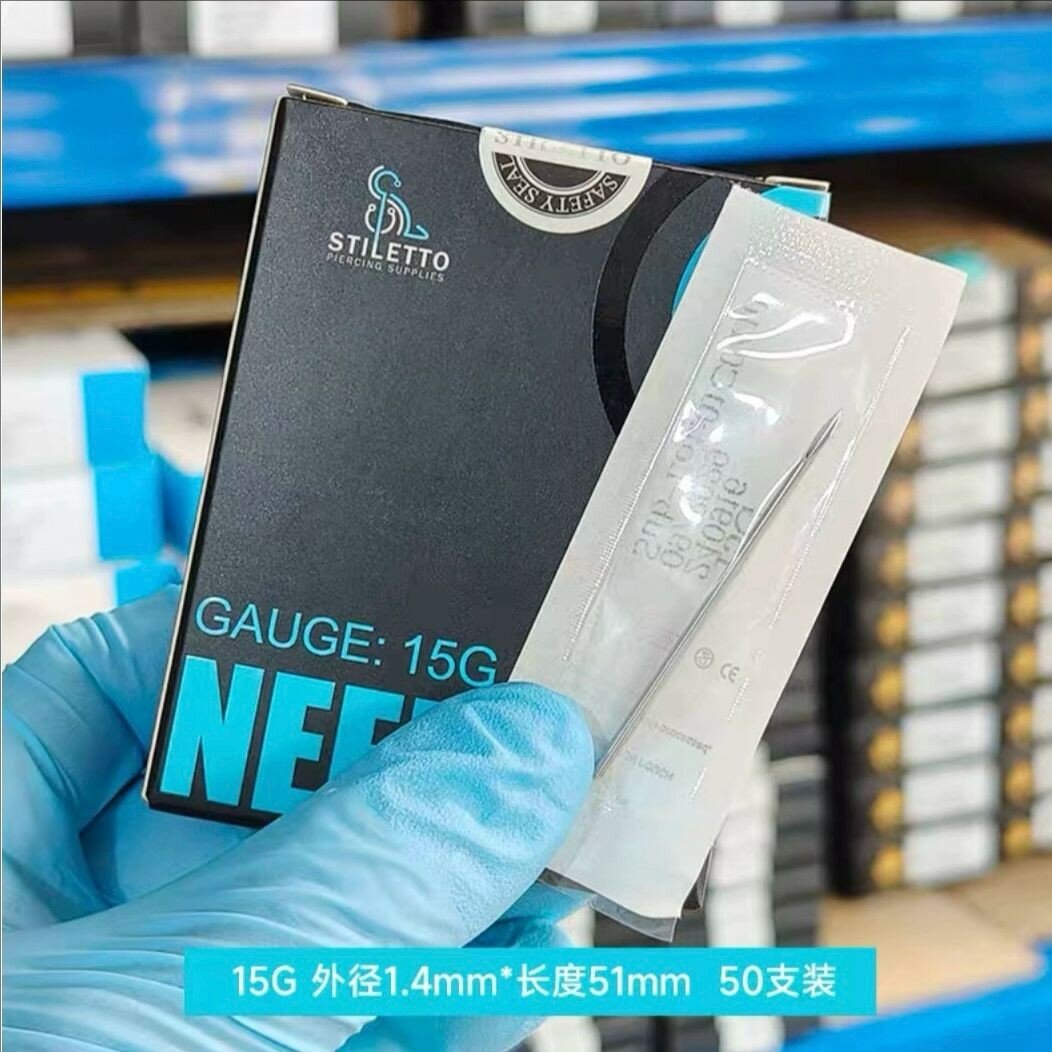 Игла для пирсинга одноразовая, стерильная, с покрытием, для пирсинга ушей, языка, пупка, ручной инструмент для пирсинга