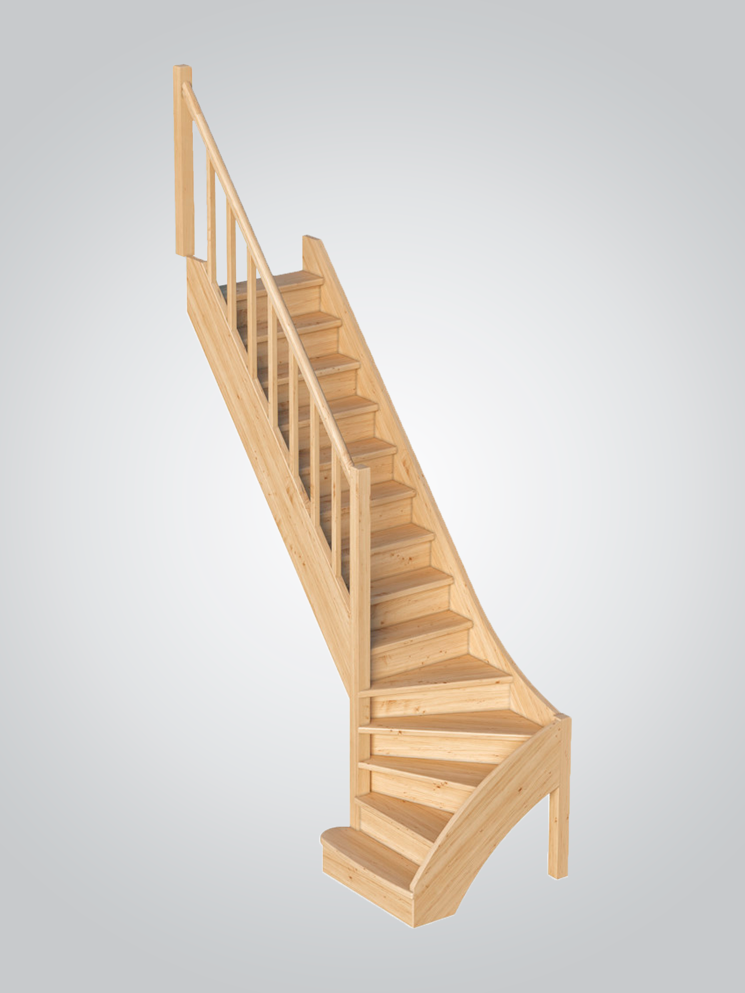 Лестница на второй этаж ЛС-07м/2 Левая с подступенками под покраску