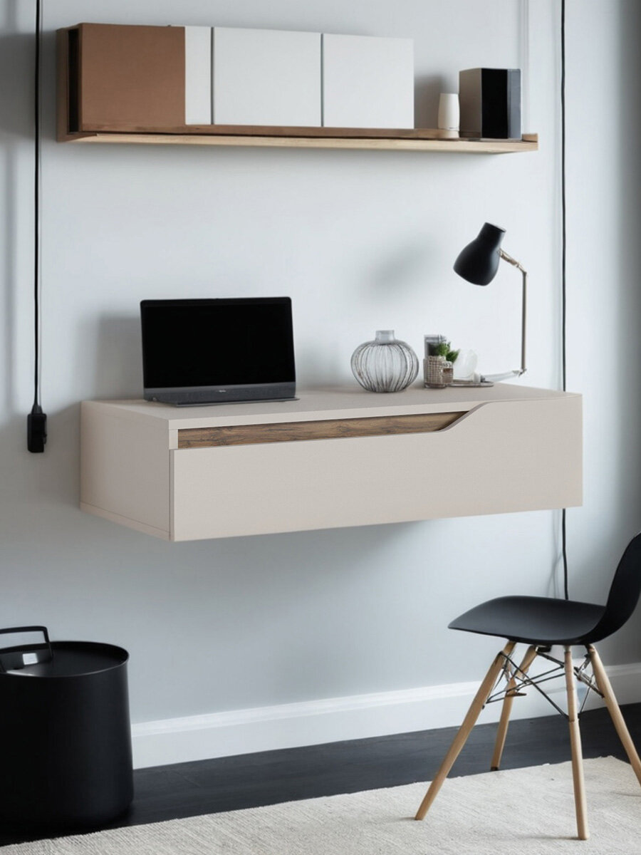 Тумба подвесная столплит Нова СБ-3623 ЛДСП Кашемир серый, Дуб Вотан/Кашемир Серый 80*34,6*20 см