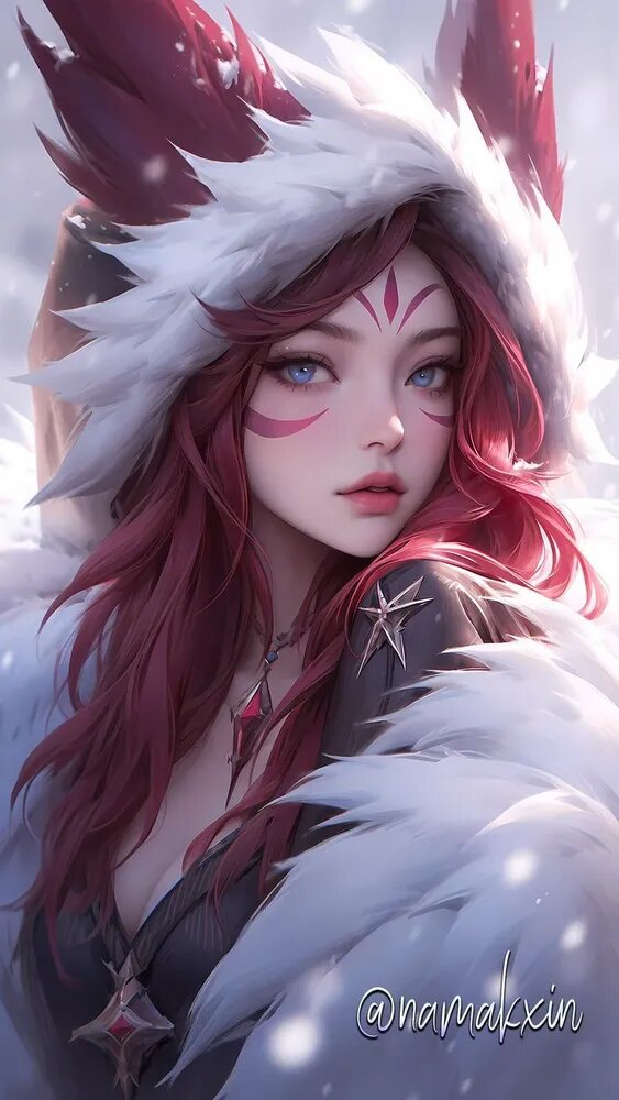 Алмазная Картина "Кицунэ Фэнтези Аниме Арт" 5D Круглый Бриллиант 40х50 См.