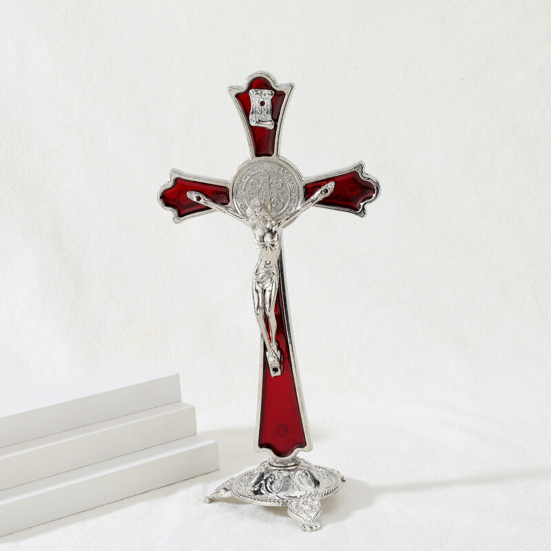 Большой крест из сплава, настольное украшение для офиса и дома, стоящий портретный крест, подвеска для декора