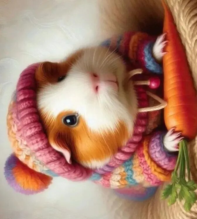 Алмазная Мозаика "Милая Морская Свинка" 40x50 См Алмазная Вышивка / Картина Стразами Подарков / Украшения