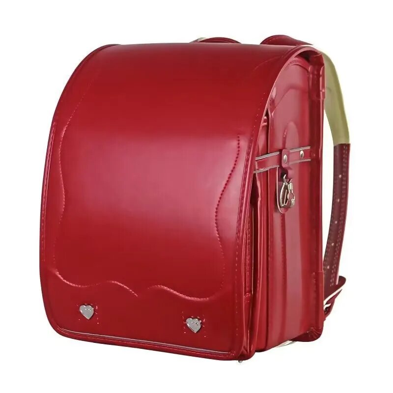 Японские школьные ранцы для девочек и мальчиков, ортопедический рюкзак из искусственной кожи для книг, японские портфели для учеников 1-3 классов Красный, red