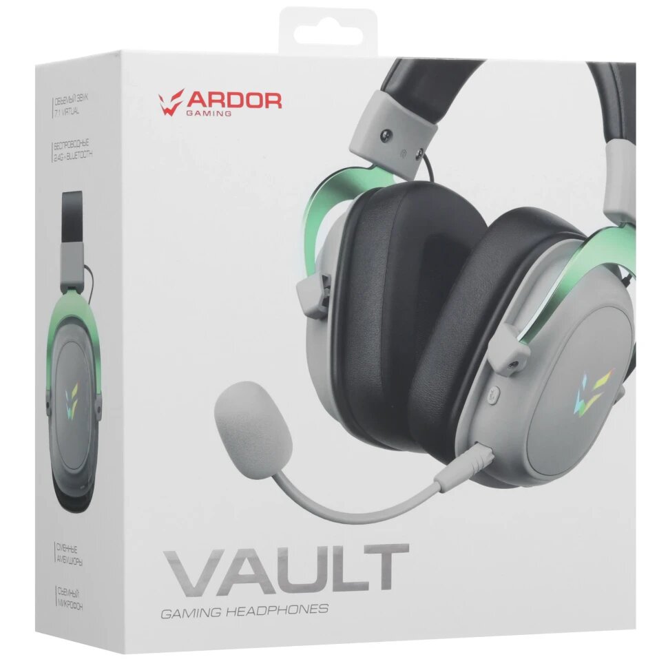 Беспроводные/проводные наушники ARDOR GAMING Vault, 7.1 Virtual, for PS5, Xbox Series X|S, серый