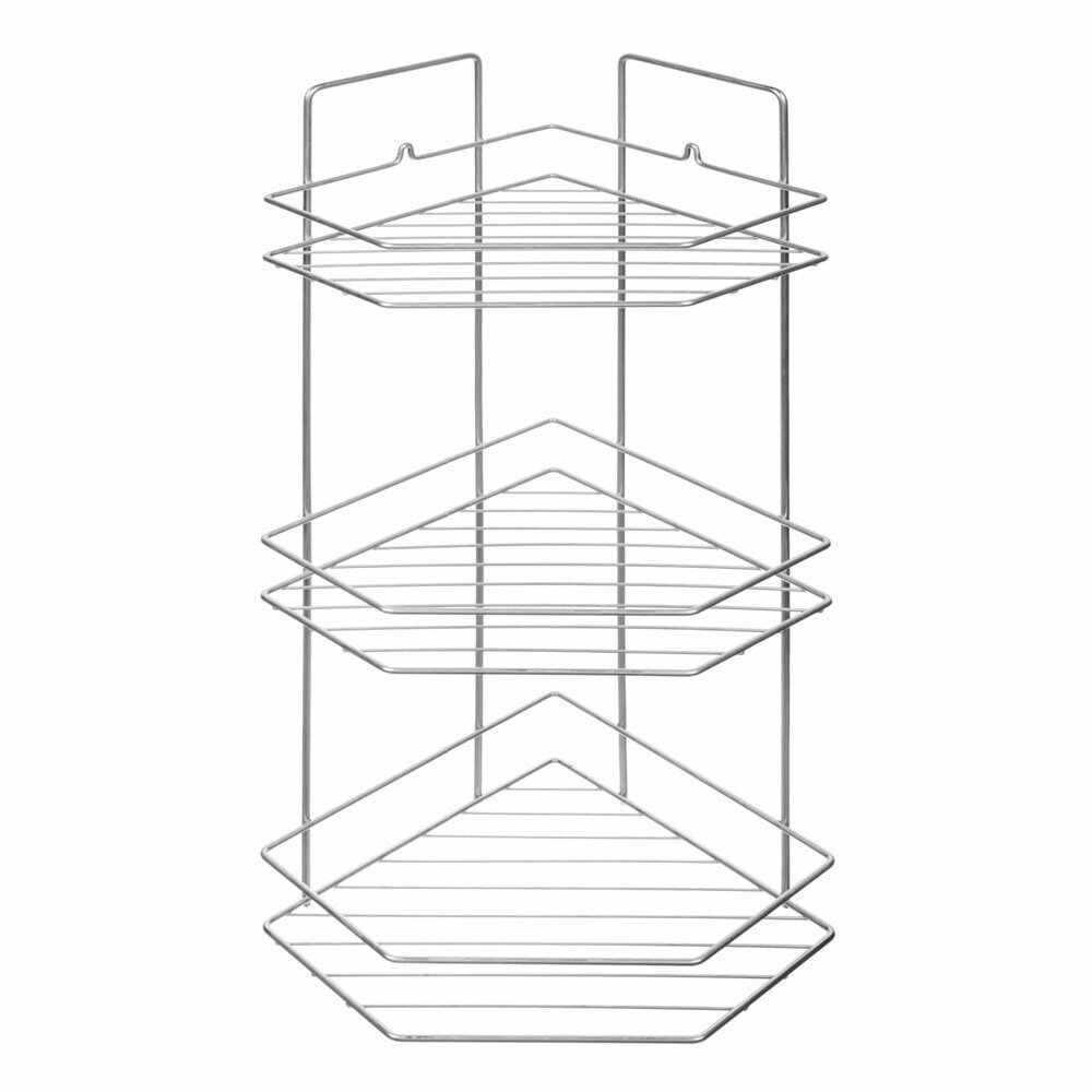 Полка для ванной РемоКолор угловая трапеция 3 яруса гальваника цинк, цвет хром, (67-0-655)