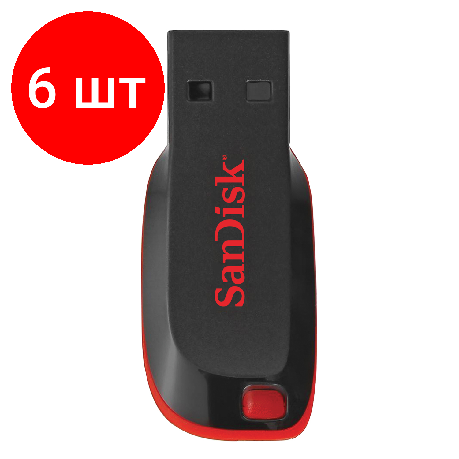 Комплект 6 шт, Флеш-диск 16 GB, SANDISK Cruzer Blade, USB 2.0, черный, SDCZ50-016G-B35