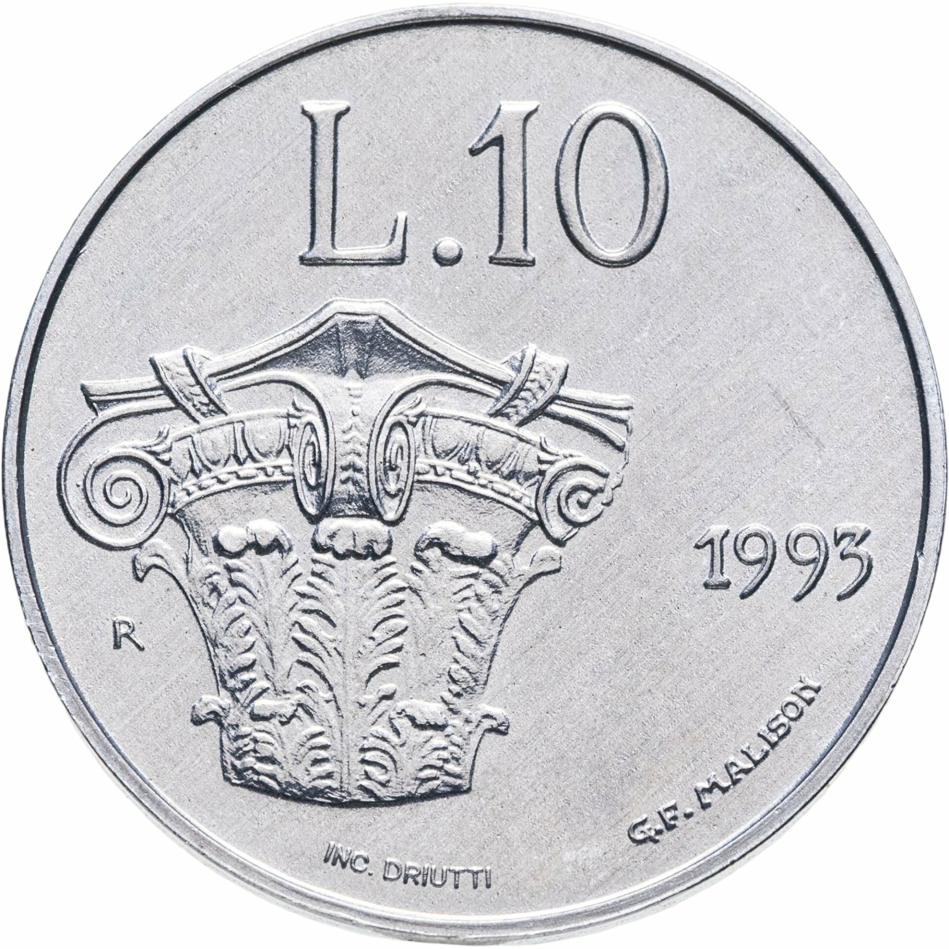 Сан-Марино 10 лир lire 1993, Алюминий, в сохранности UNC