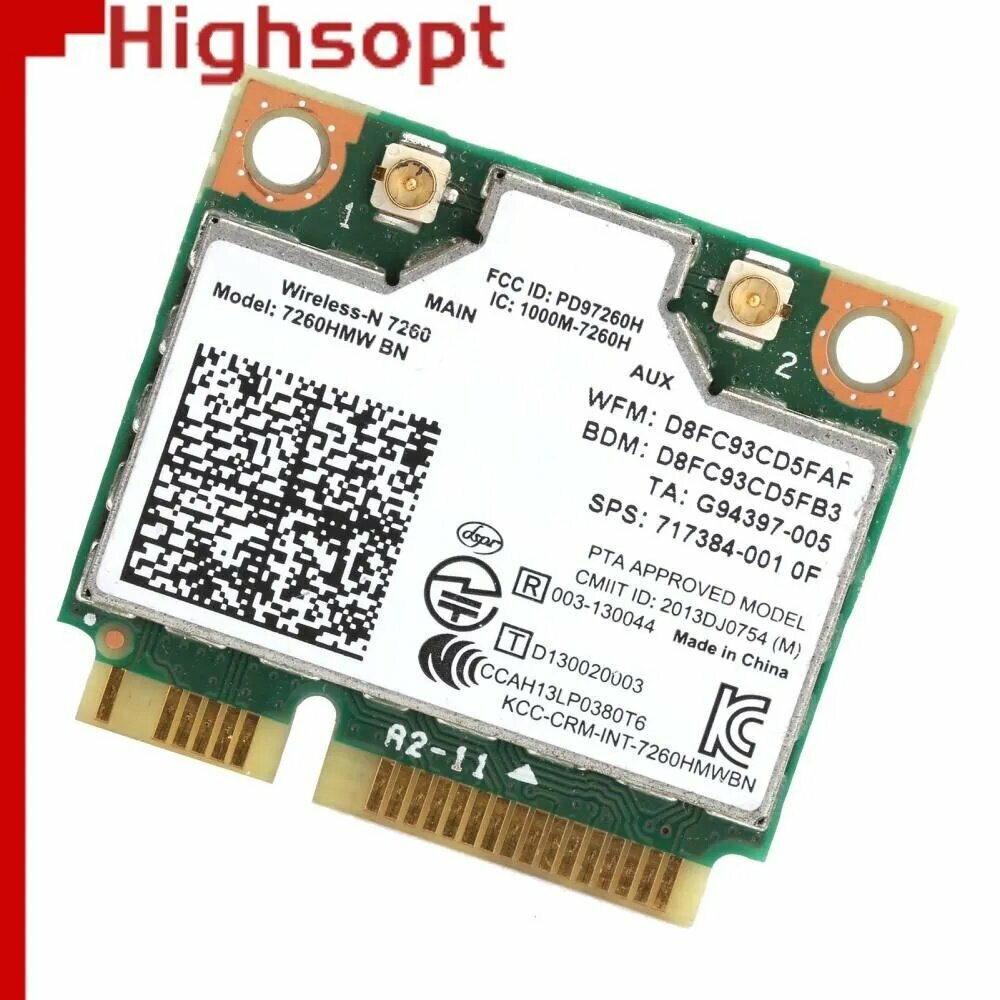 Mini PCI-E, беспроводная карта Wifi 7260HMW, для ноутбуков HP и других брендов