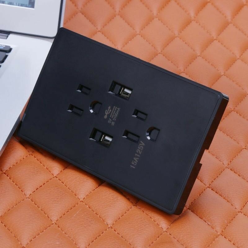 Зарядное устройство панельное удобное 2 вилка 2 usb порта черное 1 шт