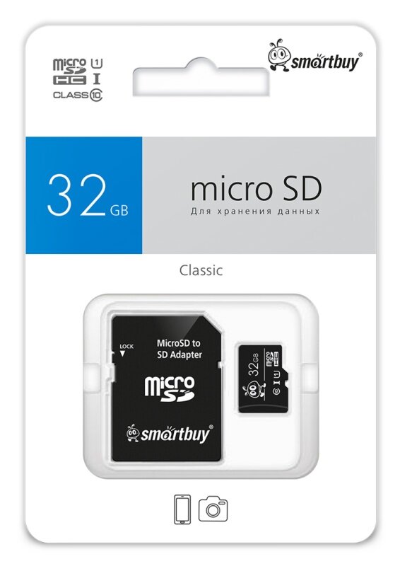 Карта памяти MicroSD 32Gb SmartBuy Class 10 (SB32GBSDCL10-01LE)