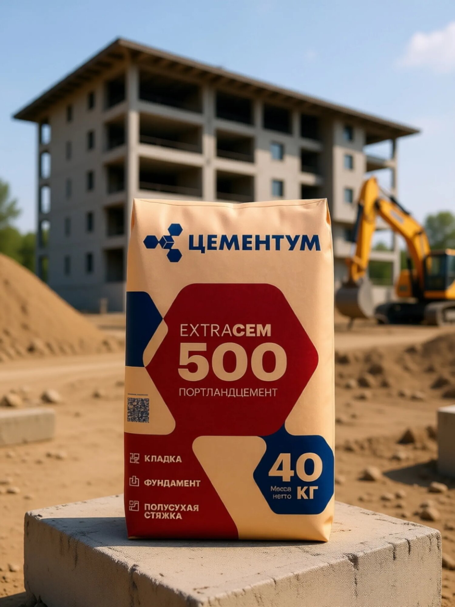 Цементум Цемент серый Быстротвердеющий Extra CEM 40кг Портландцемент с известняком (Holcim)