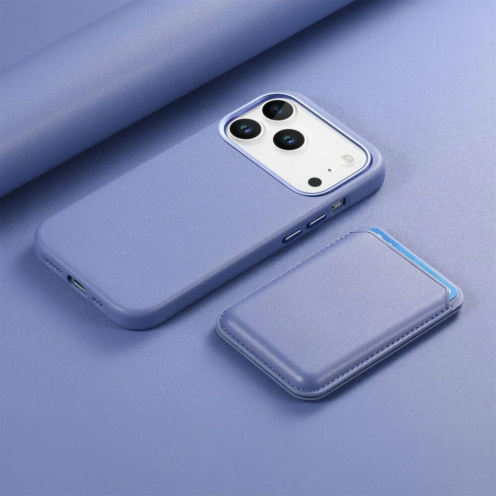 Чехол для Apple iPhone 17 Pro Max (айфон 17 про макс), магнитным держателем для карт, кожаный материал