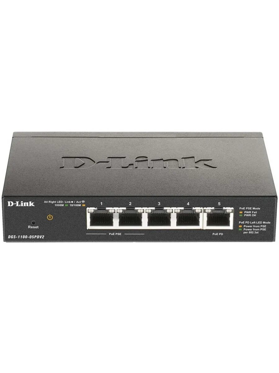 Коммутатор DGS-1100-05PDV2/A1A Настраиваемый L2 с 5 портами