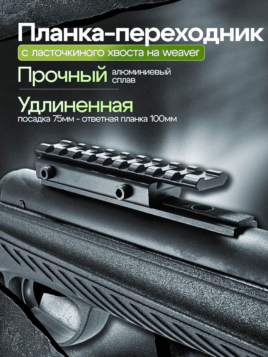 Планка-переходник c ласточкин хвост на планку вивер с выносом