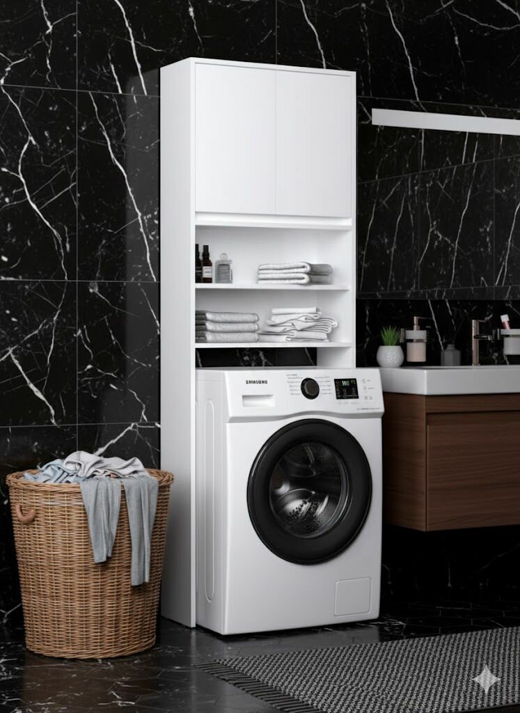 Шкаф стеллаж для ванной 25*64*190 см , напольный над стиральной машиной или унитазом