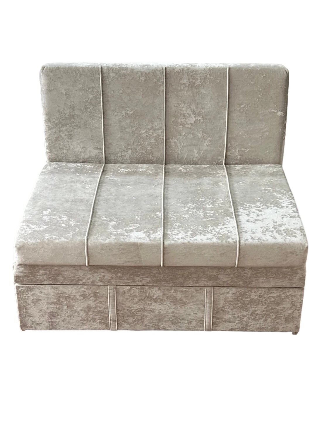 Диван-кровать StylChairs Сёма, ширина 100 см, без подлокотников, велюр CRUSH бежевый