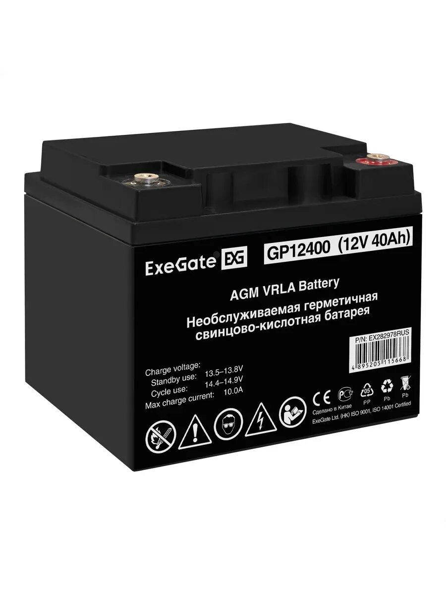Аккумулятор для ИБП GP12400 (12V 40Ah, под болт М6)