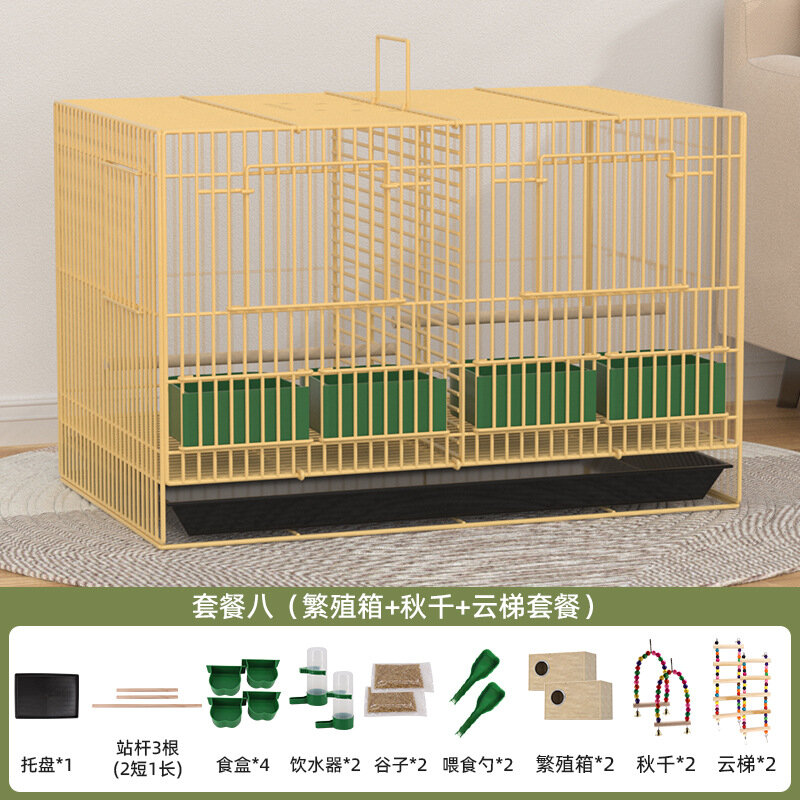 Большая клетка для птиц для домашнего использования, для попугаев, волнистых попугаев, корелл, неразлучников, с перегородкой, двойной ящик для разведения, птичье гнездо