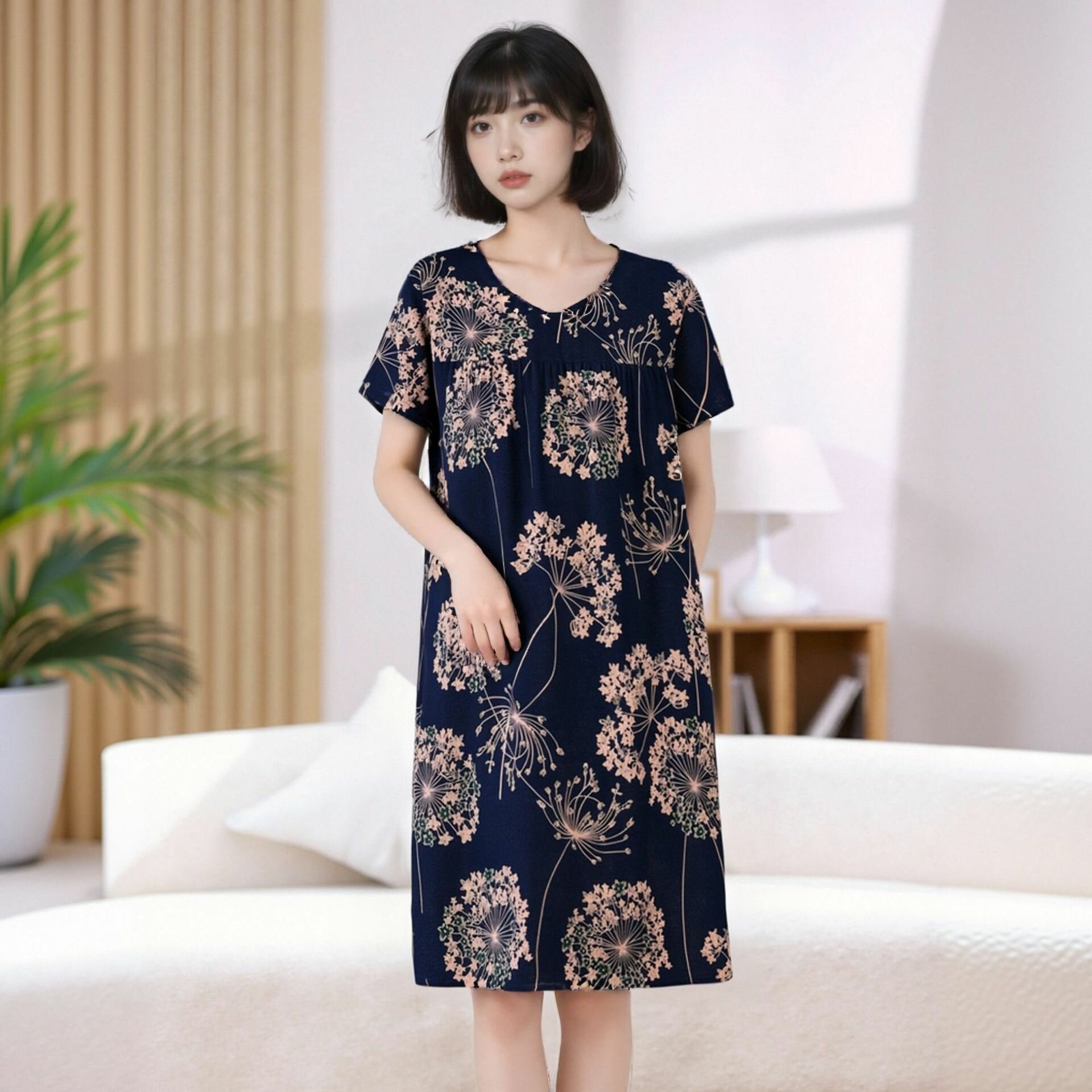 В наличии искусственная хлопковая шелковая ночная сорочка, свободная, удобная, плюс размер, хлопковая шелковая платье для мамы, хлопковая шелковая ночная сорочка