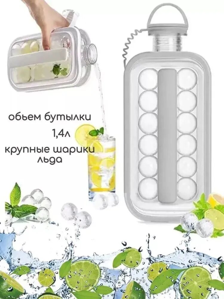 Форма для льда 2в1, бутылка для напитков, 17 ячеек, пластиковая, белая — фото 1