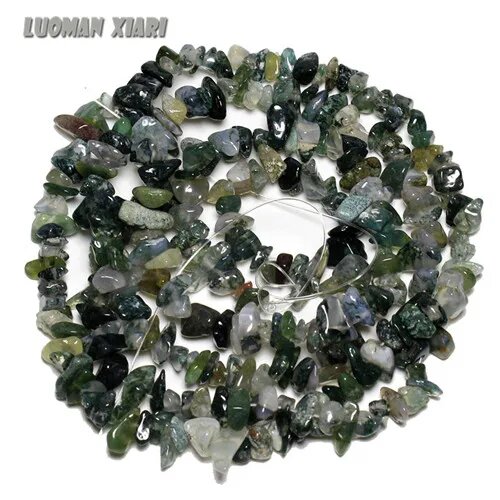 Бусины из оникса LUOMAN XIARI 5-8 мм Изумрудный, Moss agate