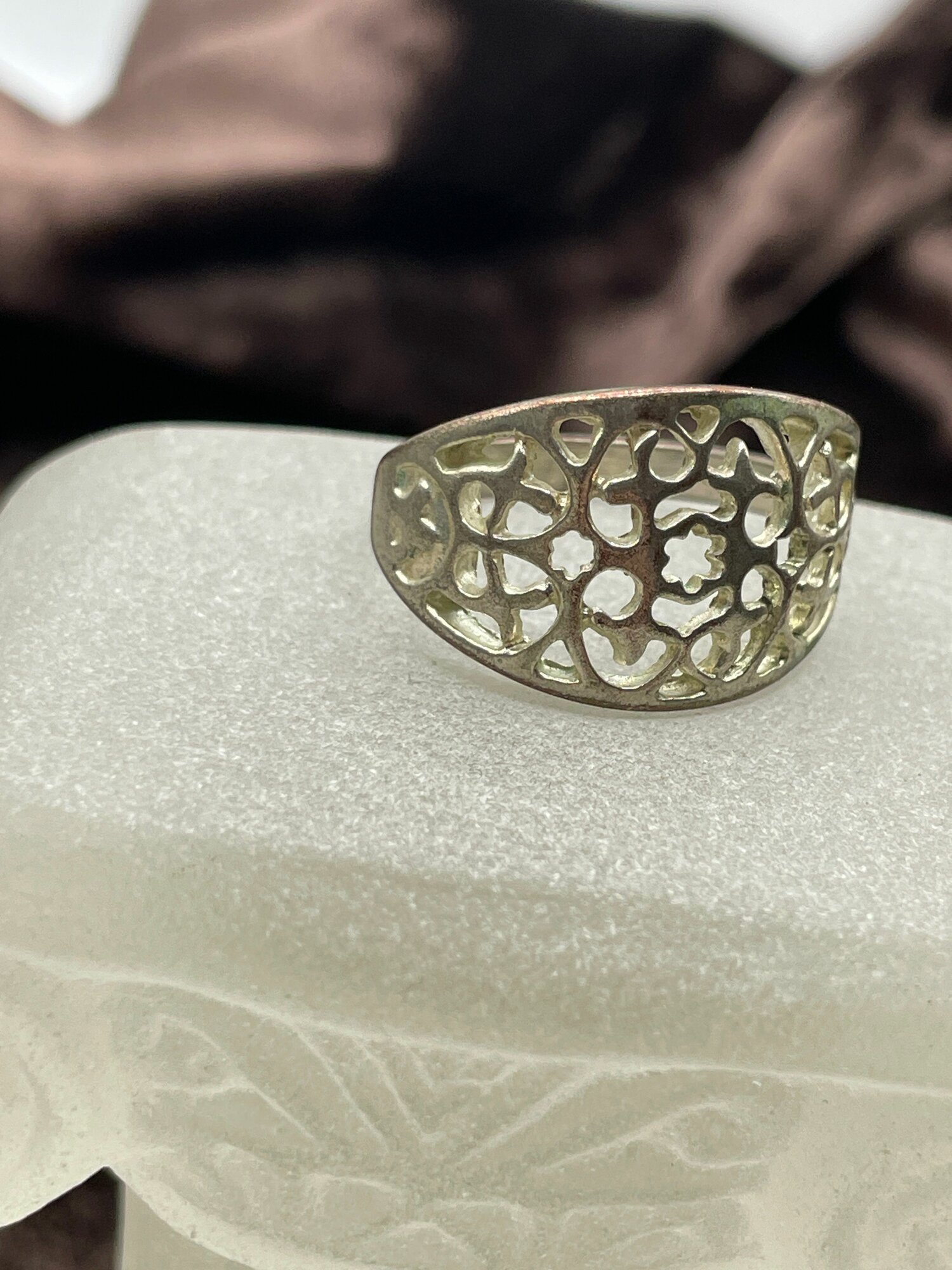 Винтажное кольцо, серебрение, размер 19