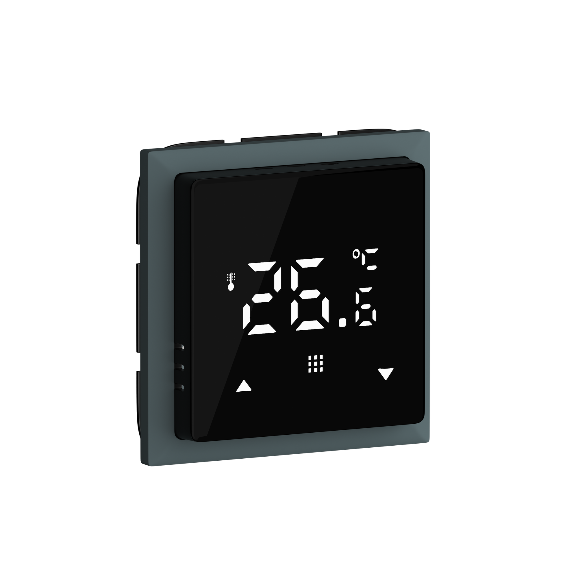 Термостат с датчиком температуры, программируемый, 16A, с чёрным стеклом 55х55мм, цвет матовый изумруд, серия R98, Donel