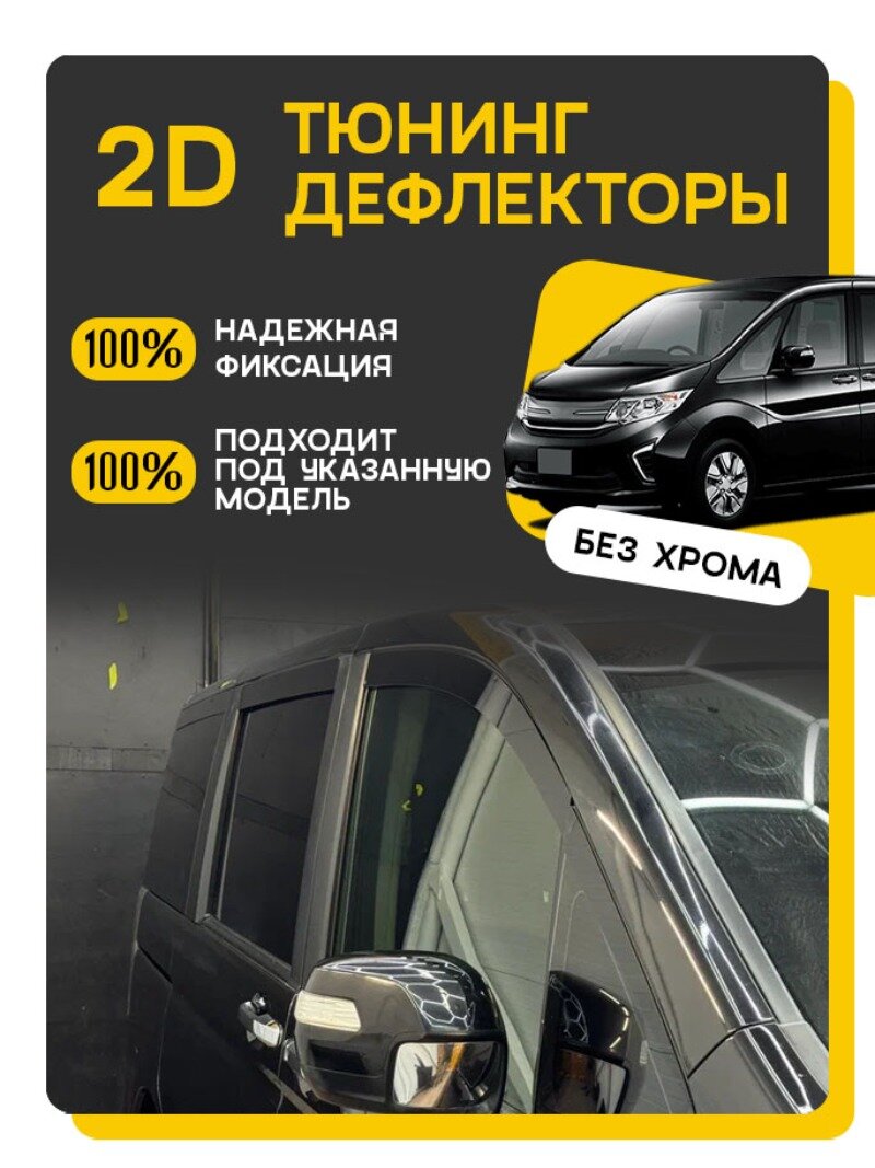 Плоские тюнинг дефлекторы для Honda Stepwgn минивэн (2009-2015) 4 поколение Ветровики на Хонда Степвагон. Комплект 8 шт