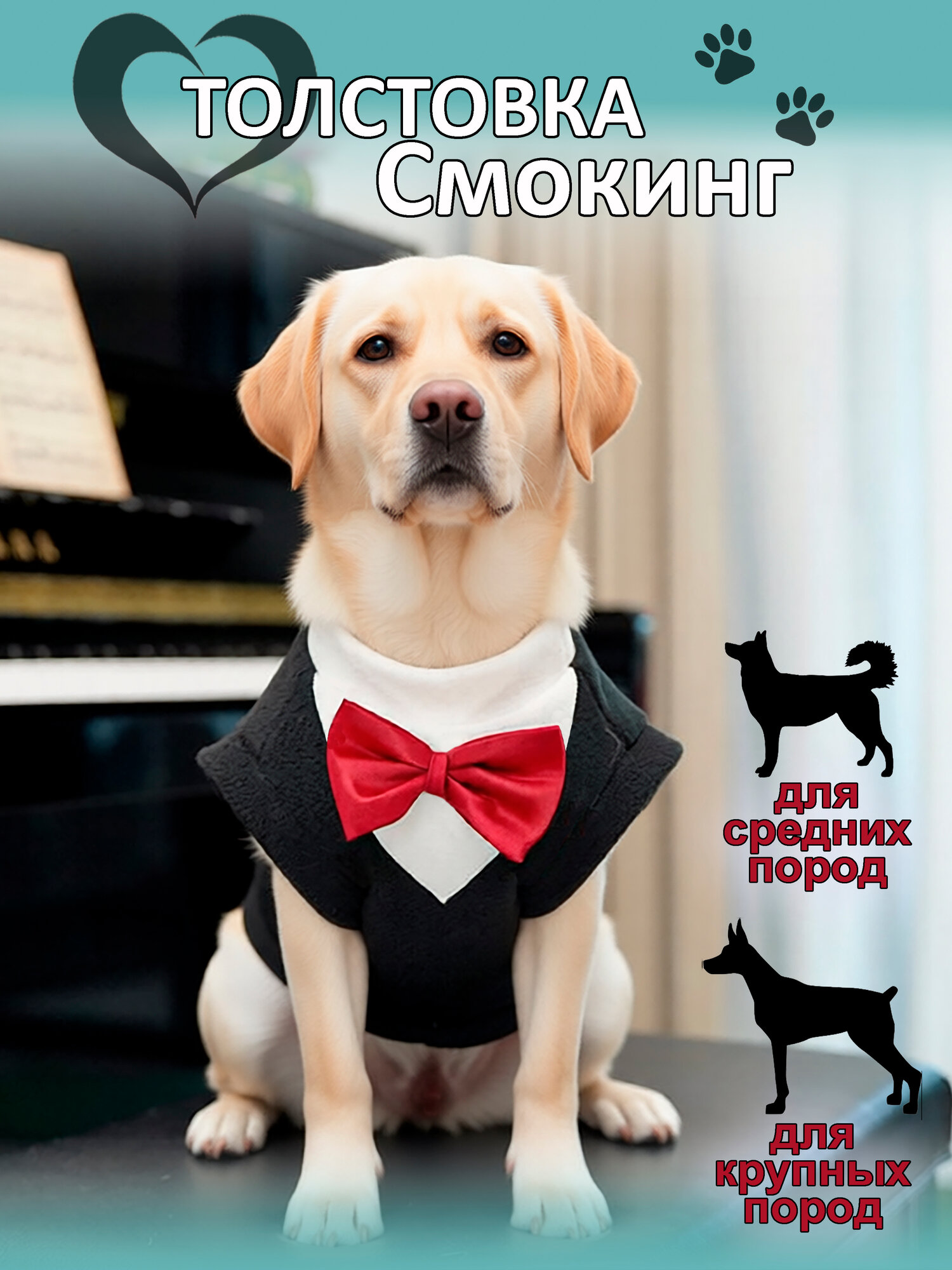 Толстовка Rexy crew "Смокинг", одежда для собак средних и крупных пород, размер 3XL