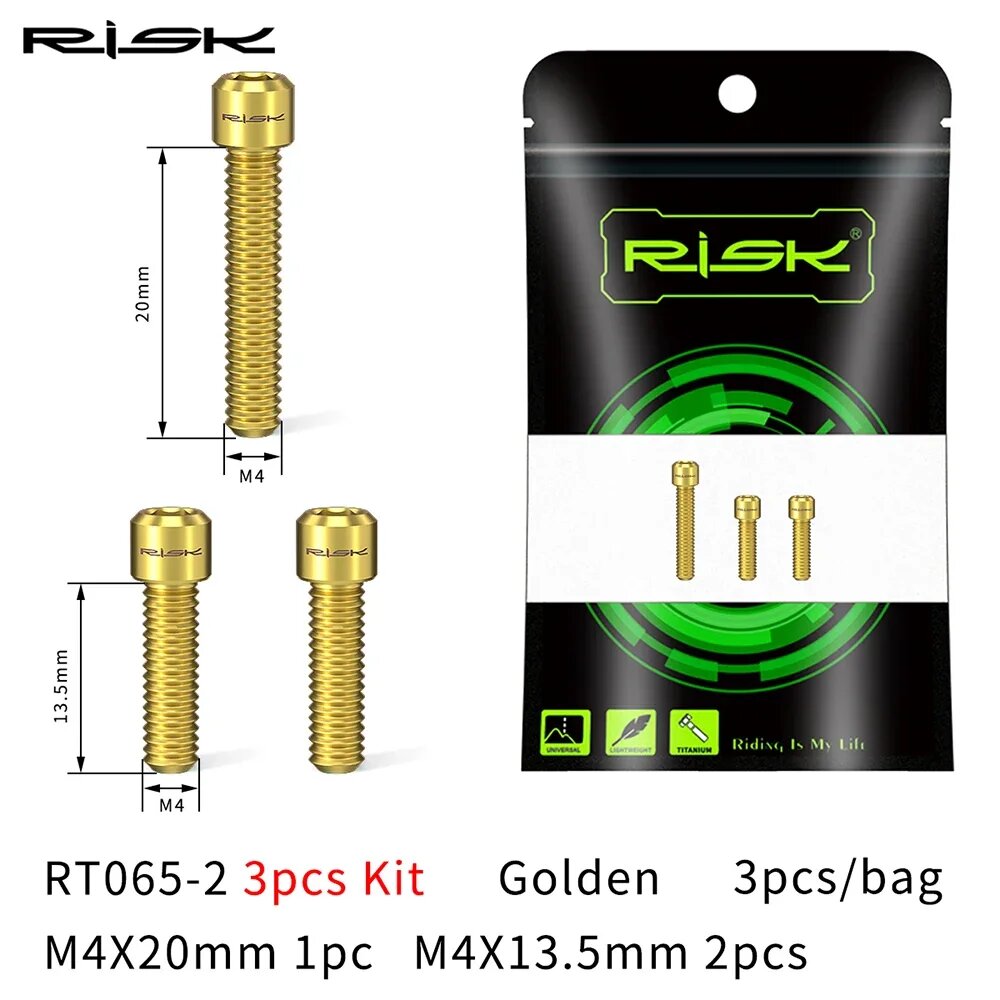 RISK Титановый винт заднего переключателя велосипеда M4x20 MTB, регулировочный винт для велосипеда, велосипедные болты для Shimano, передний задний переключатель