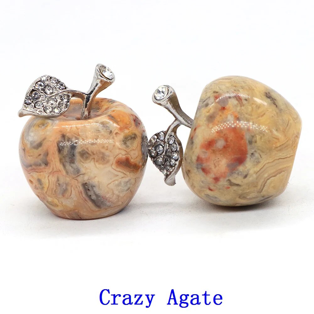 Статуя яблока из камня 30 мм 1 PCS, Crazy Agate