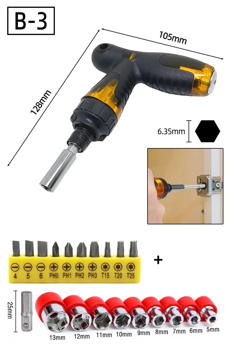 Телескопическая отвертка с храповым механизмом, многофункциональная регулируемая ручка, набор бит Phillips с шлицем, отвертка, гнездо для ремонта, ручные инструменты