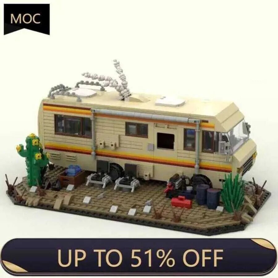 Блочный конструктор Breaking Bad RV Adventure Camper Bus для взрослых и детей 501-1000 деталей