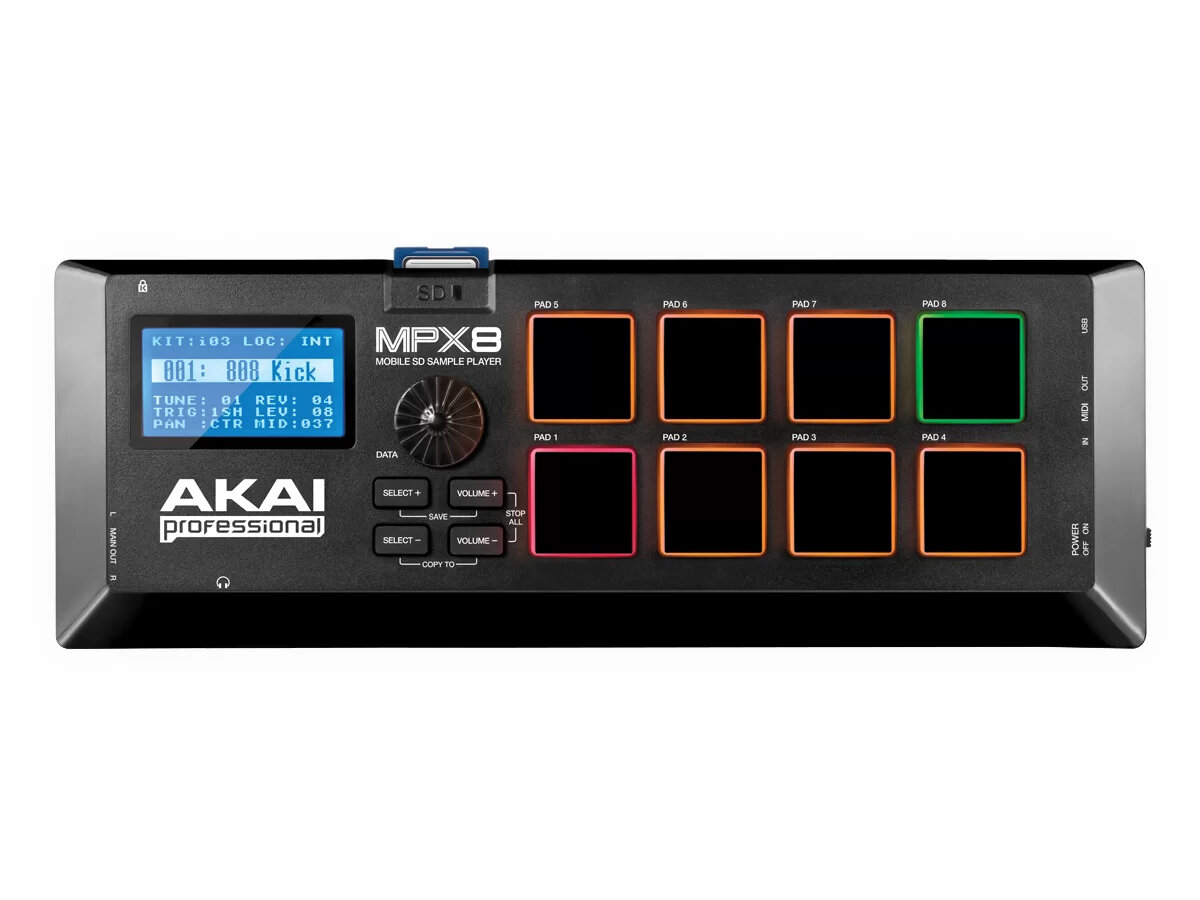 Портативный сэмплер-грувбокс для диджеев AKAI MPX 8 (восемь пэдов)