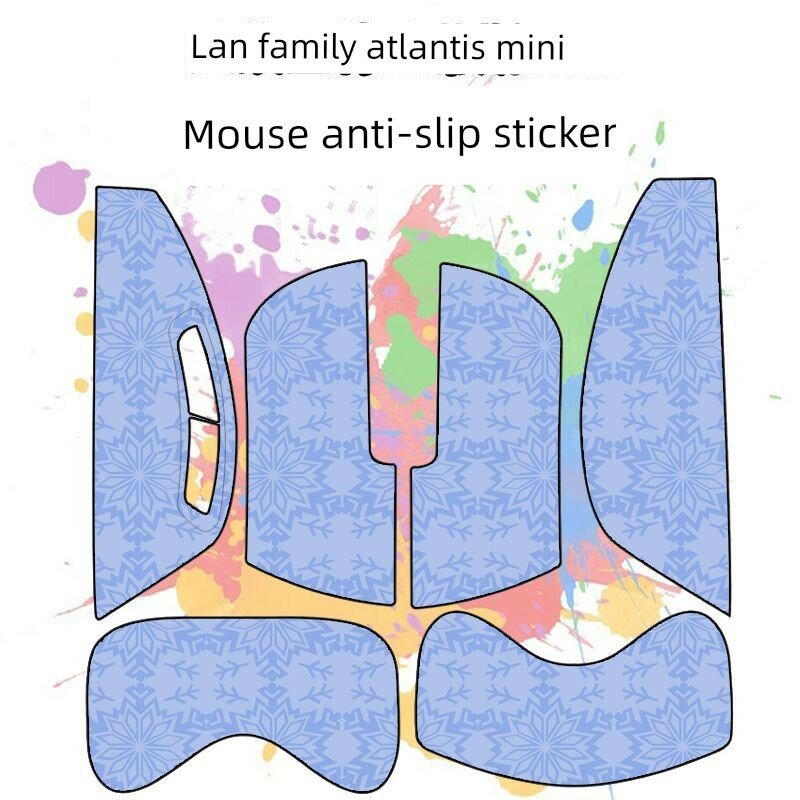 Наклейка для мыши Land Atlantis Mini противоскользящая с узором снежинки синего цвета