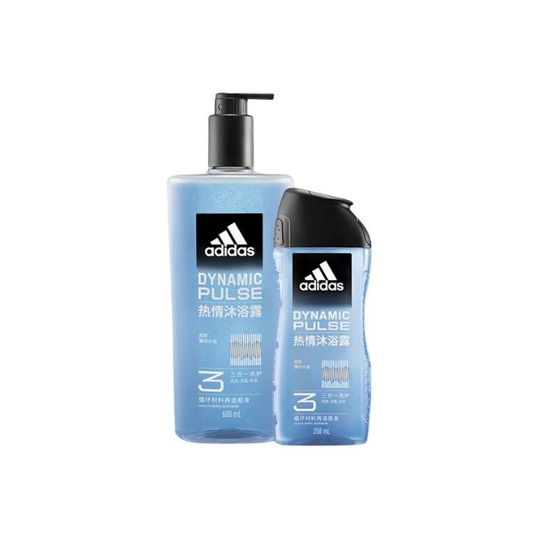 Гель для душа мужской Adidas Passionate Успокаивающий Увлажняющий с пачули, 600 мл+250 мл