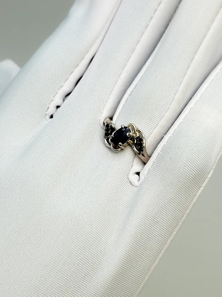 Кольцо, серебро, 925 проба, родирование, шпинель, сапфир