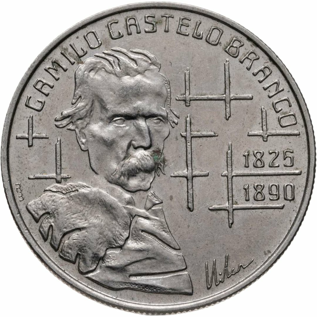 Португалия 100 эскудо escudos 1990 100 лет со дня смерти Камилу Каштелу Бранку, Мельхиор медь-никель, в сохранности AU-UNC