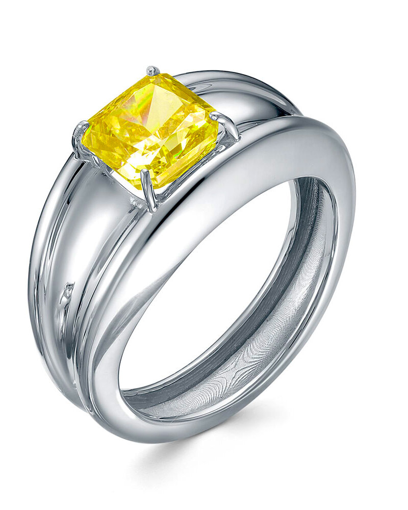 Перстень, серебро, 925 проба, родирование, бриллианит