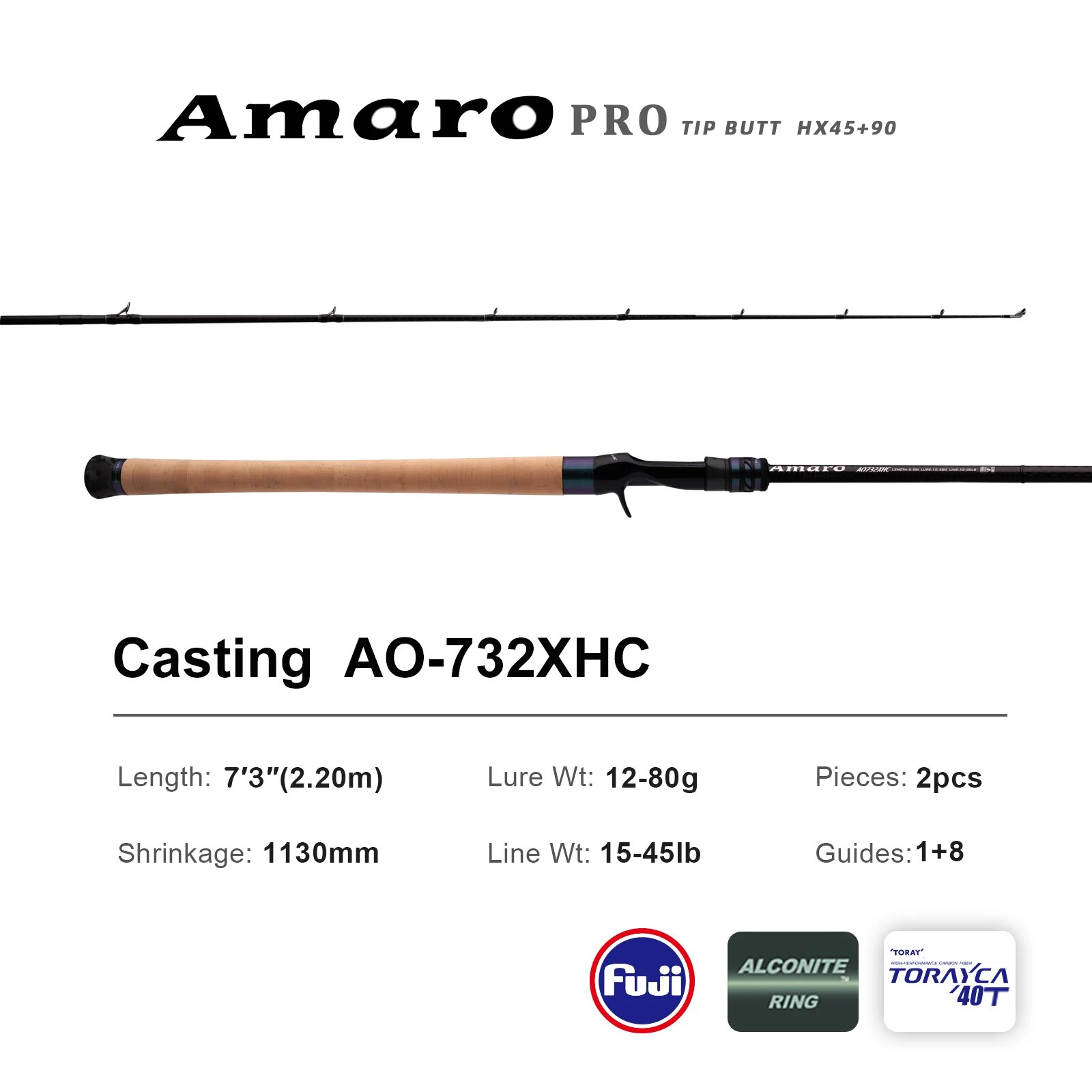Спиннинг Amaro Pro AO-732XHC 7'3" 2pc