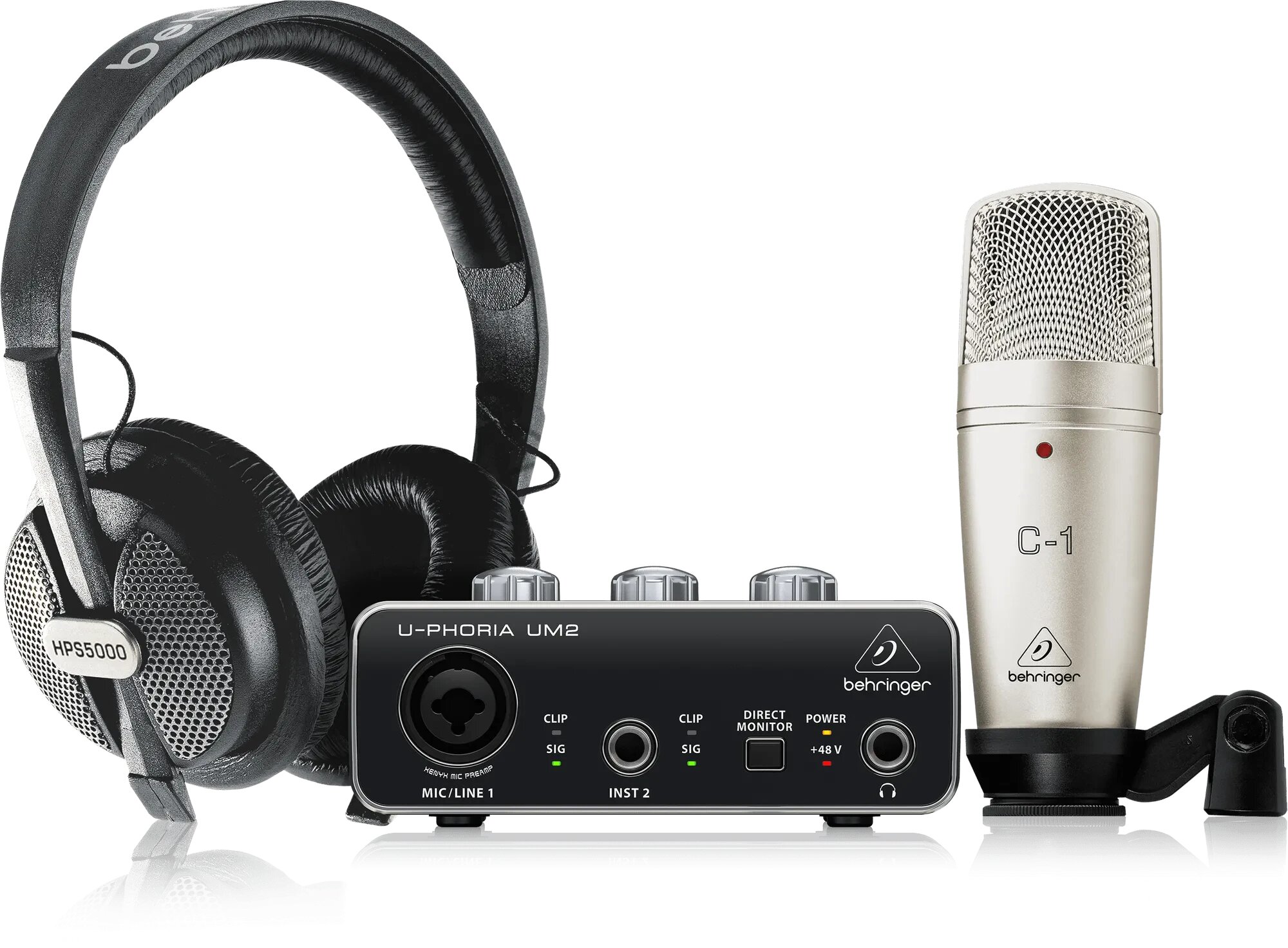 Звуковая карта BEHRINGER U-PHORIA STUDIO - комплект для домашней студии звукозаписи