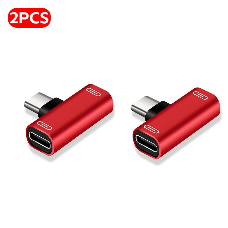 2/1 шт. USB-разветвитель типа C «папа» на двойной адаптер типа C «мама» 2IN1, зарядное Red-2PCS