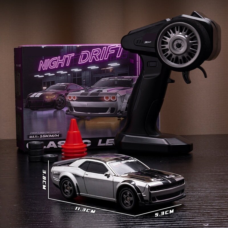 Мини-дрифт-кар 1:43 4WD 2.4G, полный пропорциональный контроль, 3 скорости, подсветка, Type-C зарядка, игрушка для стола