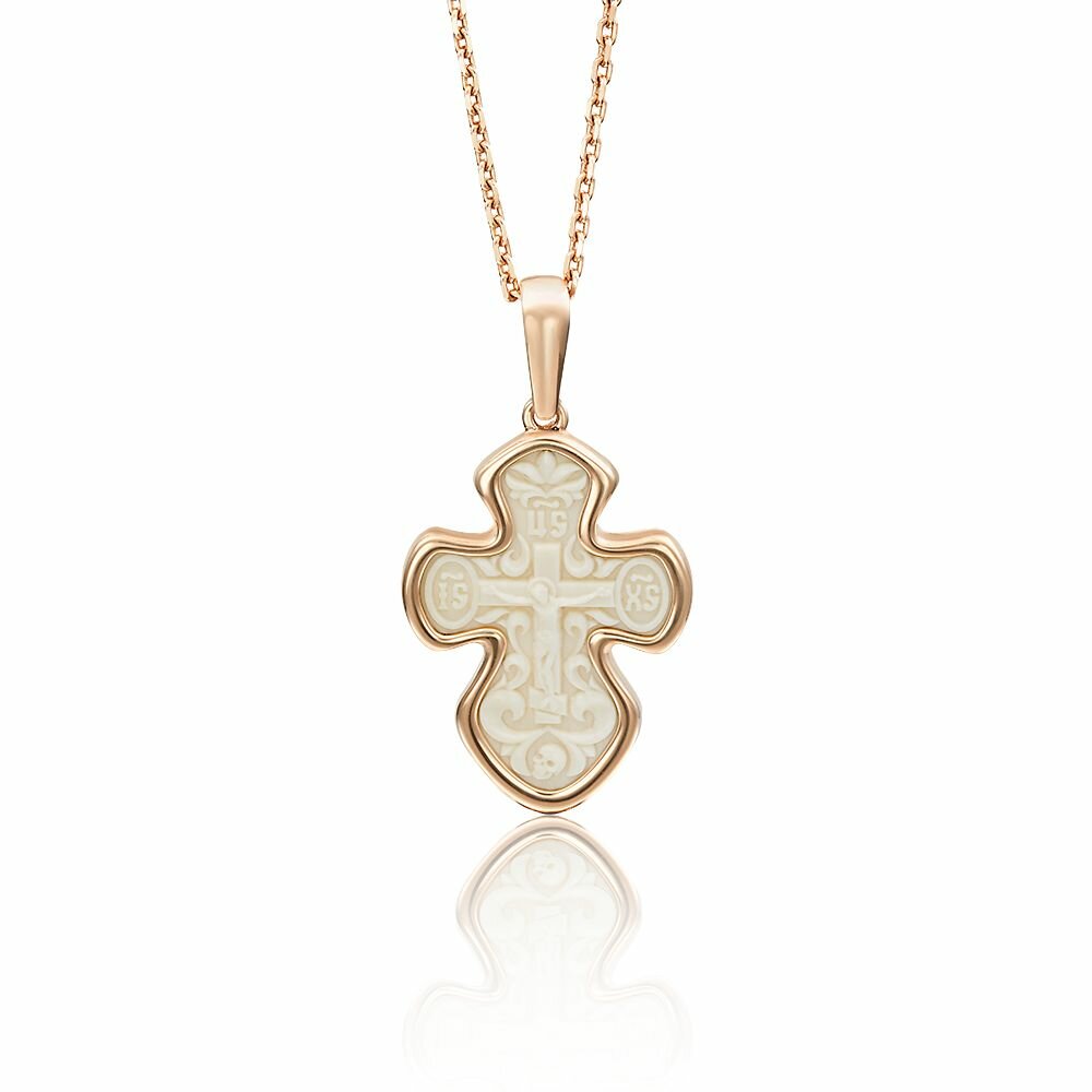 Крестик, красное золото, 585 проба, бивень мамонта