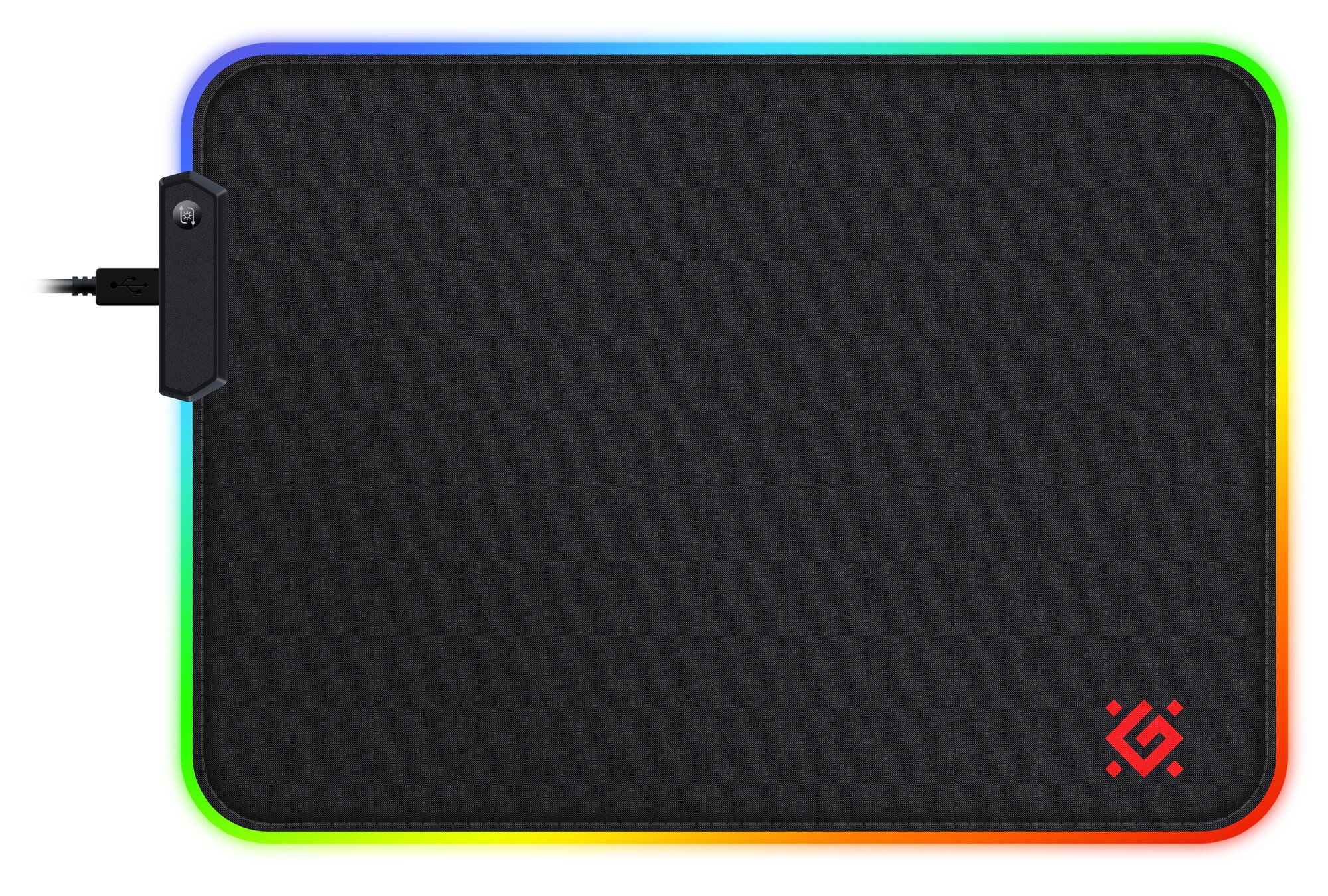 Коврик для мышки Defender BLACK L Light, игровой, RGB-подсветкой, черный, 35x34 см (50008)